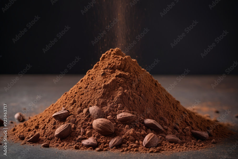 Heap of cocoa powdercocoa powder, cocoa, cinnamon, chocolate, instant ...