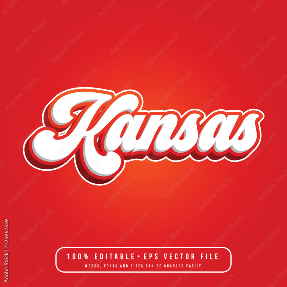 Vecteur Stock Kansas text effect vector. Editable college t-shirt ...