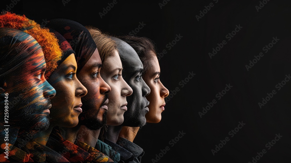 Human face made from portrait of different people of diverse age ...