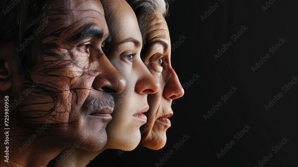 Human face made from portrait of different people of diverse age ...