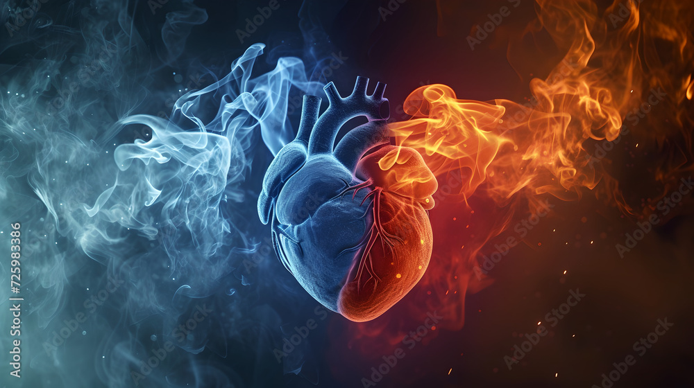 smoking hot vs colhuman heart anatomy in red and blue , smoking hot vs ...