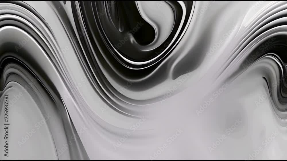 Abstract Liquid black and white texture Animated 3D waving cloth ...