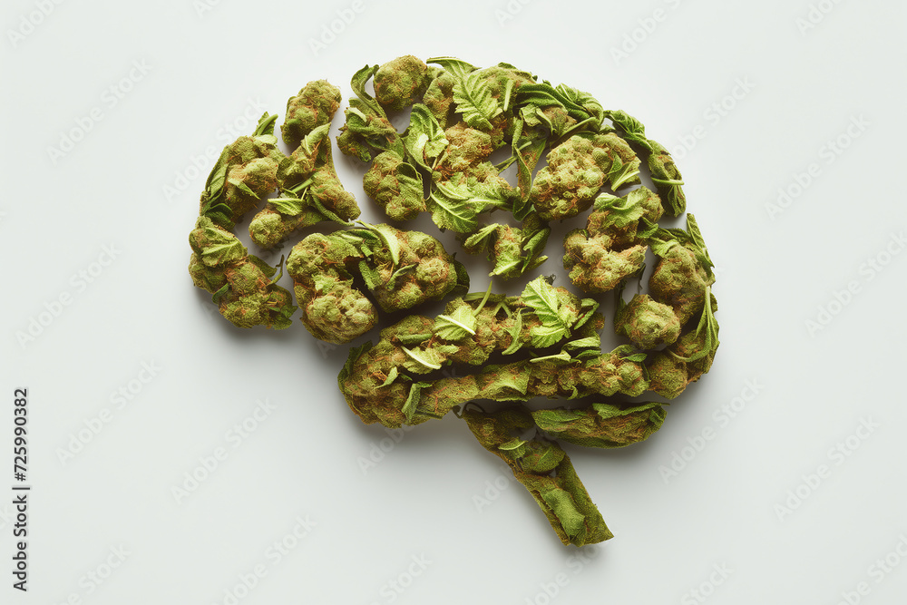 Detailed Representation of a Human Brain Made With Cannabis Buds and ...