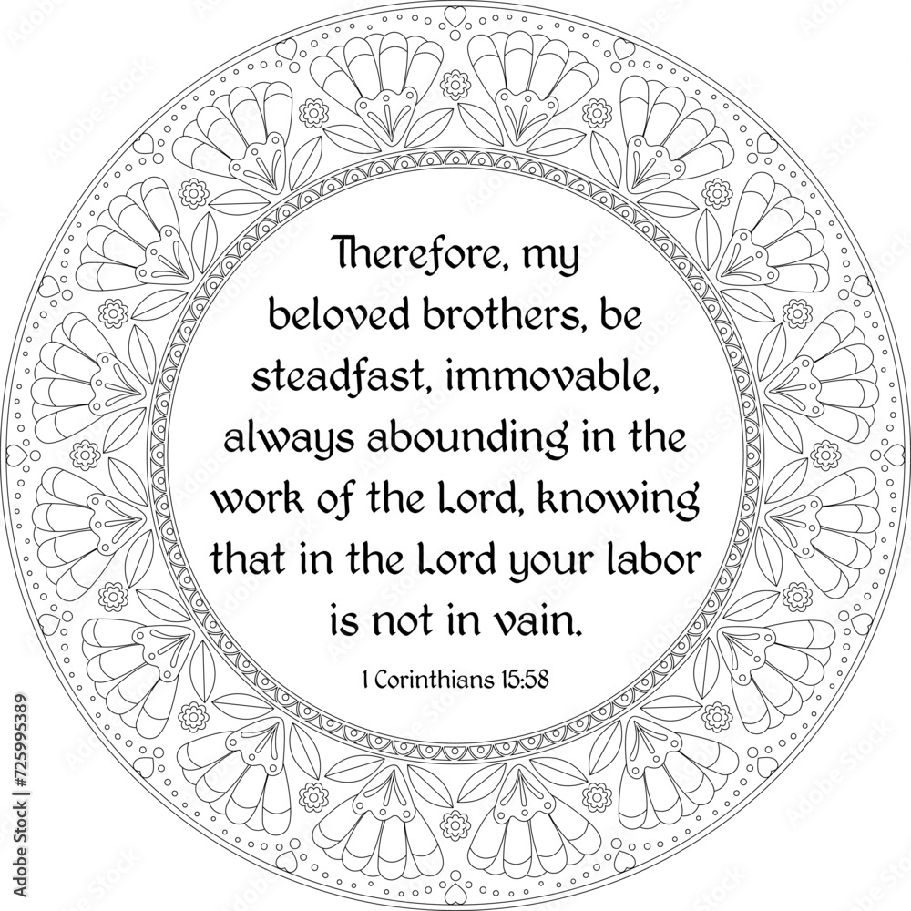 Bible verse coloring page for kids and adults. Religious embroidery. 1 ...