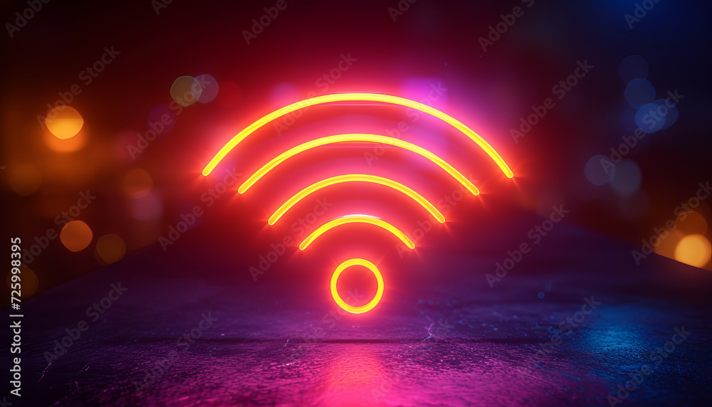 white outline logo of a mobile phone with wifi logo light lines ...