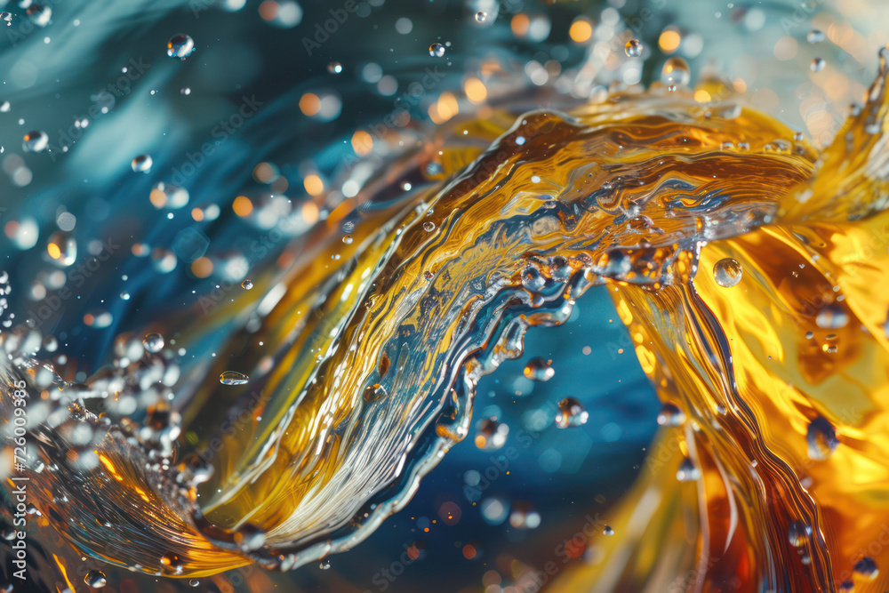 Abstract liquid splash, vivid colors, dynamic motion, macro photography ...