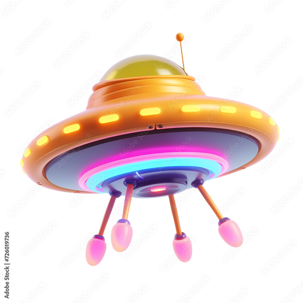 For Kids: A Simple 3D Cartoon Render of UFO and Alien Space Ship ...