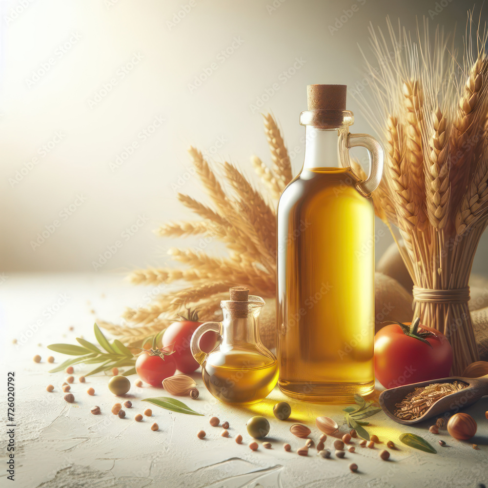 Vegetable cooking oil in glass bowl isolated on white background ...