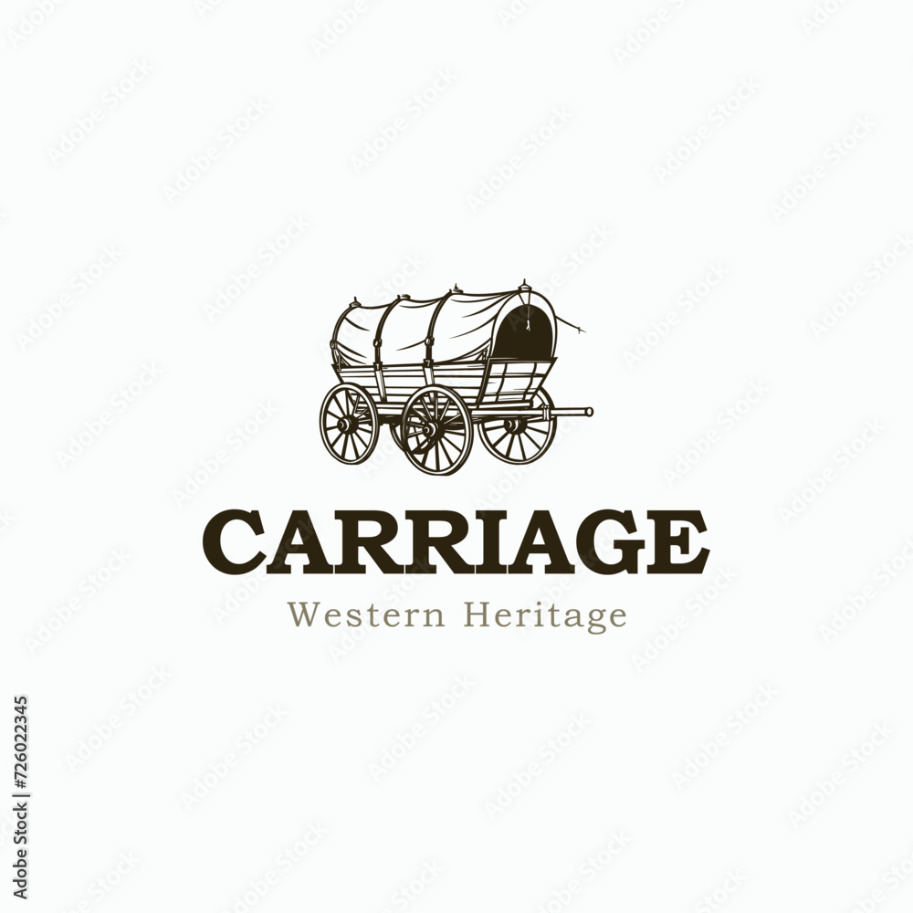 horse-drawn carriage logo icon vector,Silhouette carriage with horse ...
