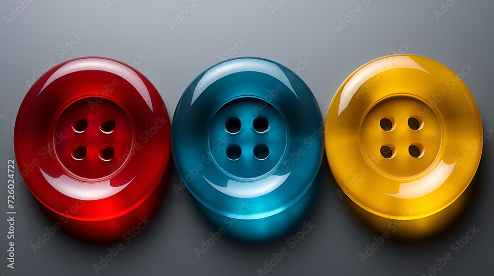 Colorful buttons red blue and yellow isolated on transparent background ...