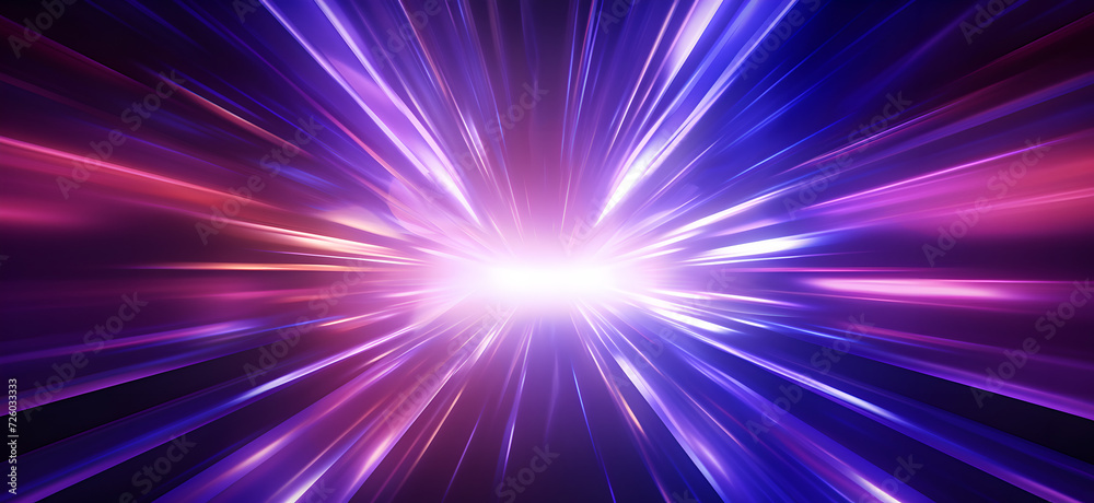 orange and blue purple rays of light in a tunnel at night in space ...