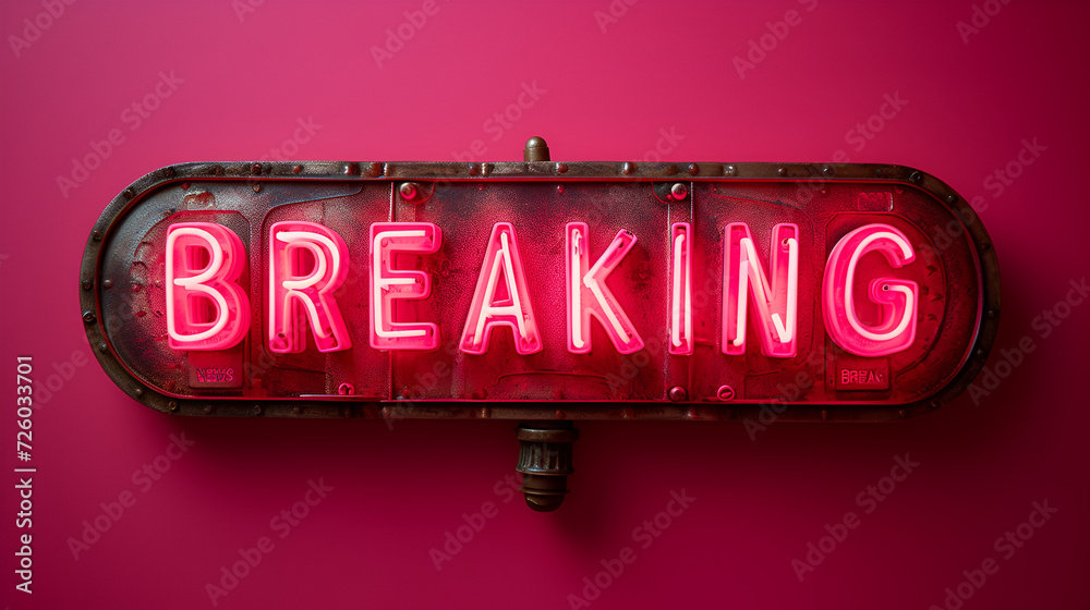 “BREAKING” News Sign in store window - Chyron - Announcement Stock ...