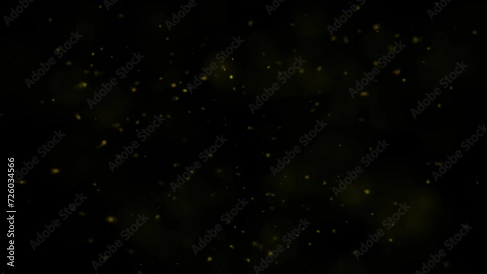Golden luxury bokeh on particles floating in the air. Dust and glitter particles background ...
