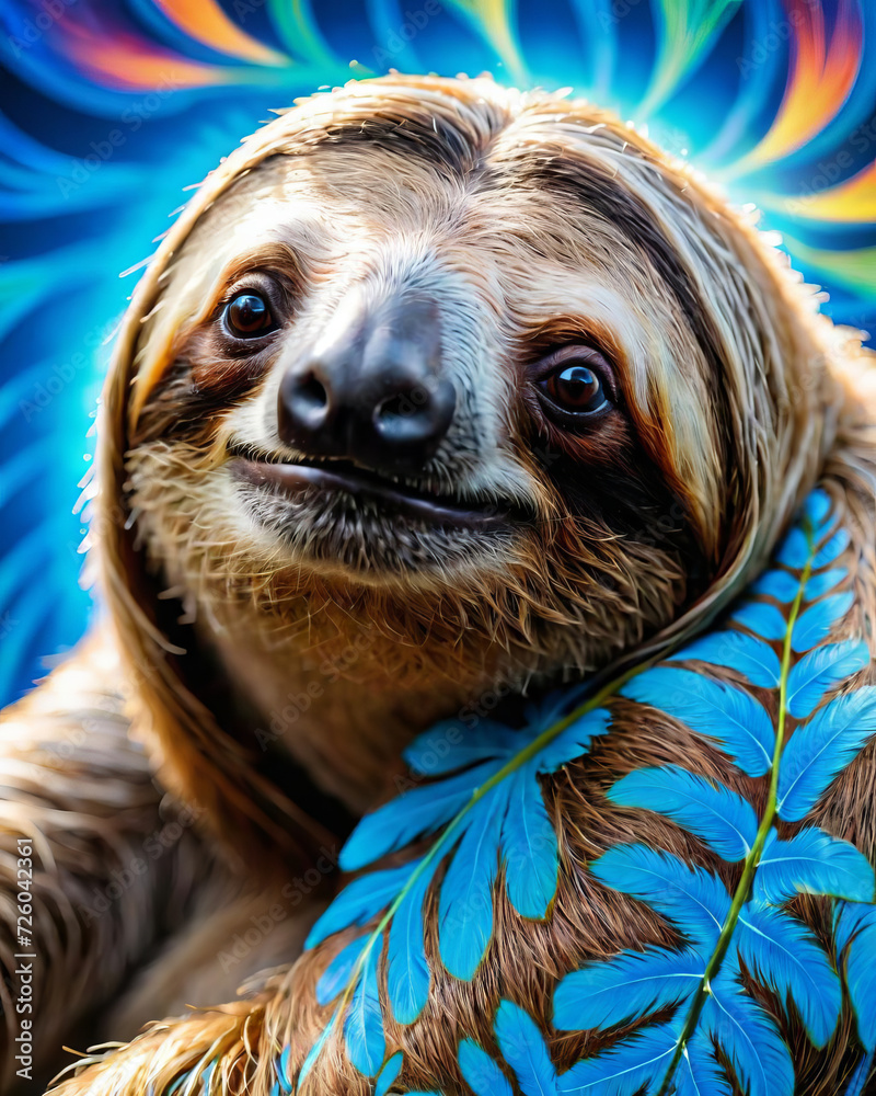 Psychedelic Sloth - Etheric body silhouette of a vibrant and energetic ...