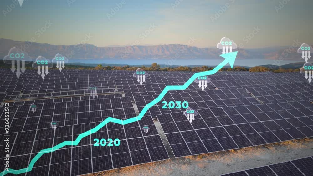Net zero emission graph reducing CO2 emission until 2050 using solar ...