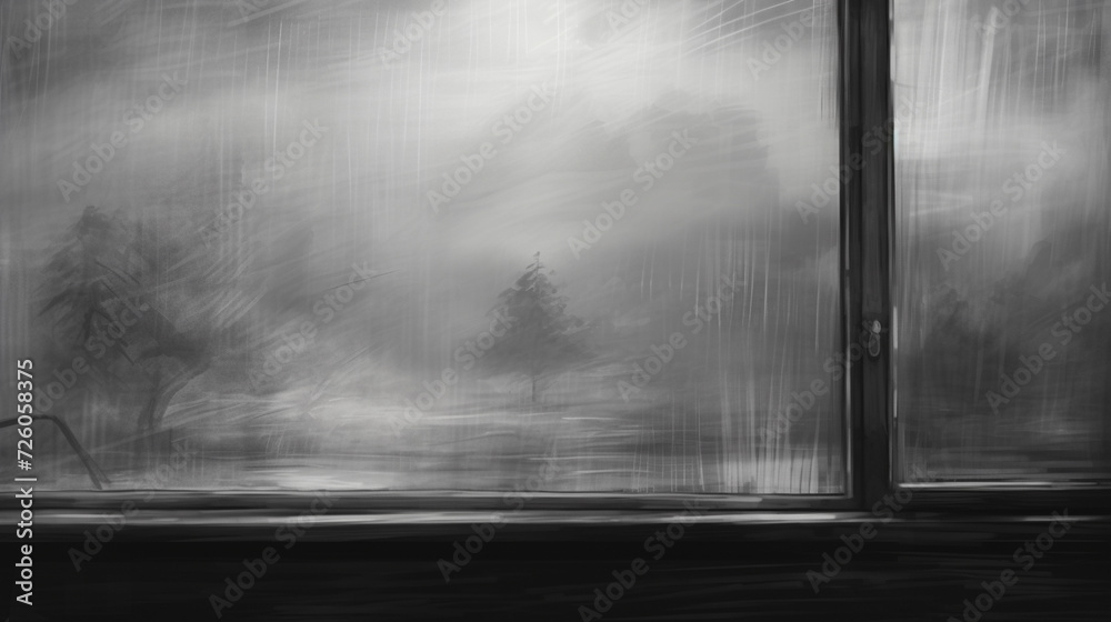 Through the window I saw the scene of rain outside, long exposure ...