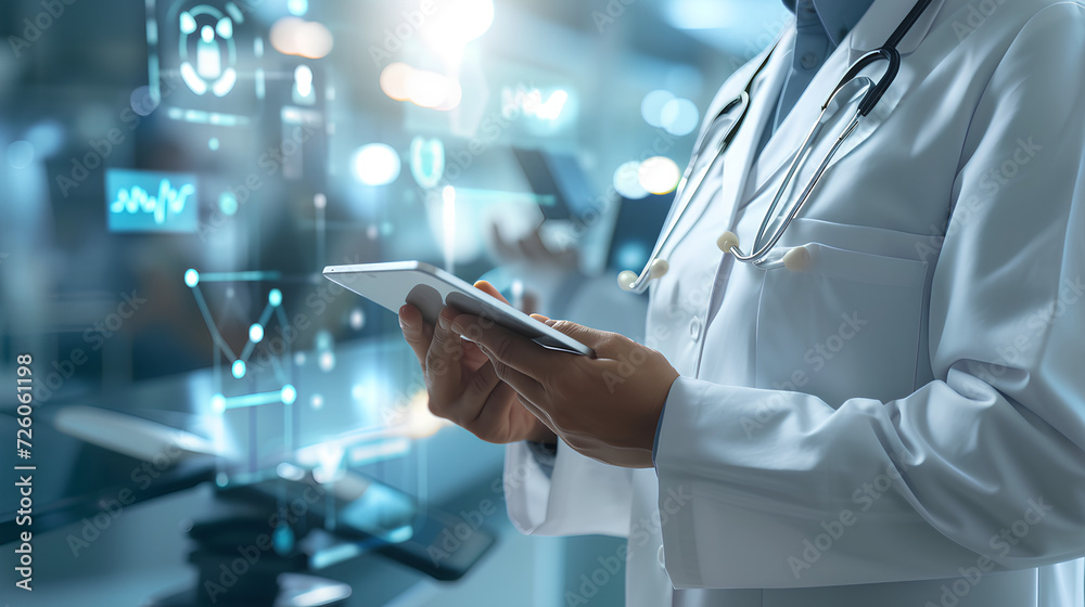 Foto de Specialist doctor checking Electronic Medical Record system for ...