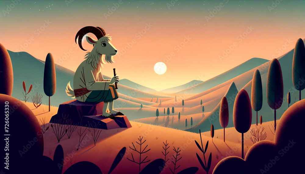 A whimsical animated art style image showing Pan's Lament from Greek ...
