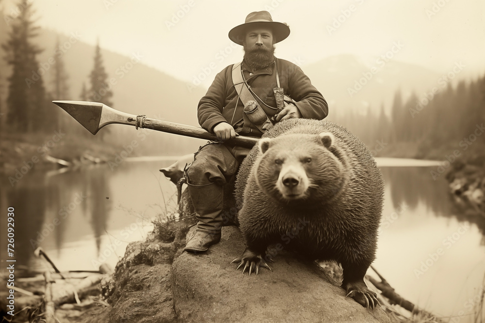 Vintage photo from the late 1800's of a Klondike gold prospector with ...