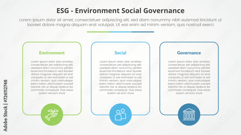 ESG frameworks infographic concept for slide presentation with big box ...