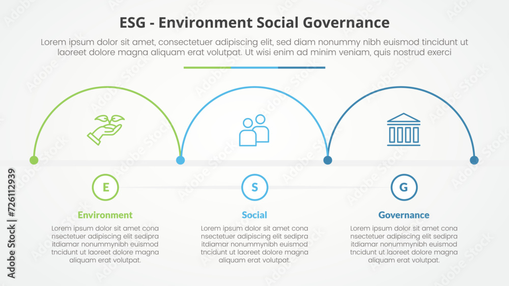 ESG frameworks infographic concept for slide presentation with half ...