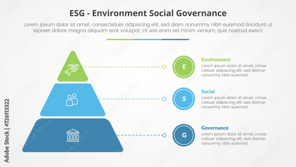 Vetor de ESG frameworks infographic concept for slide presentation with ...