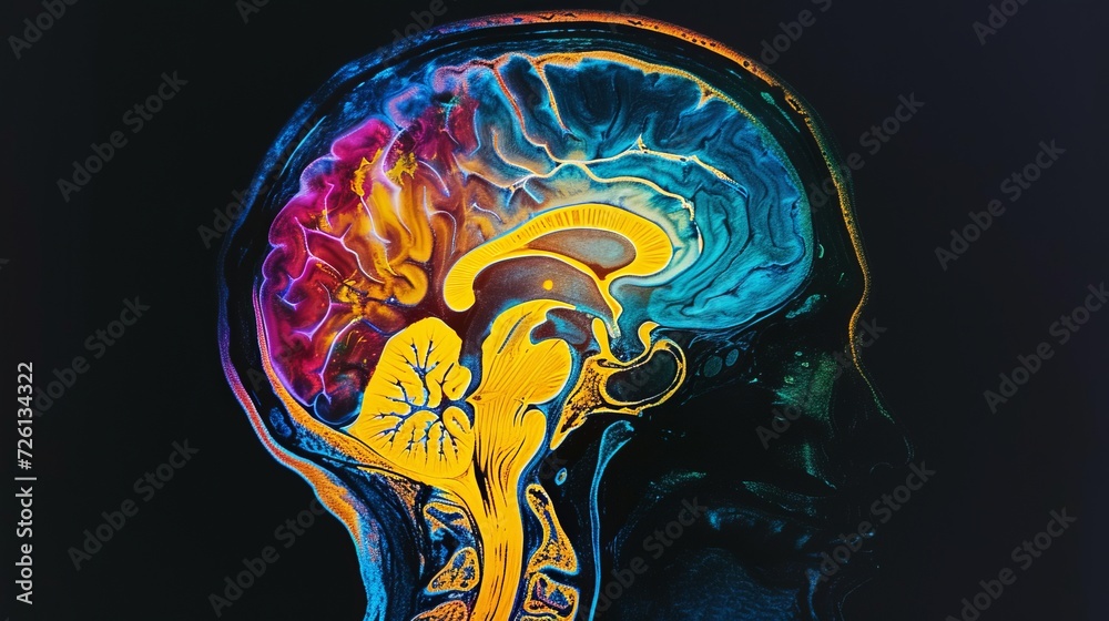 Brain graphic, neuro pattern and digital illustration with science ...