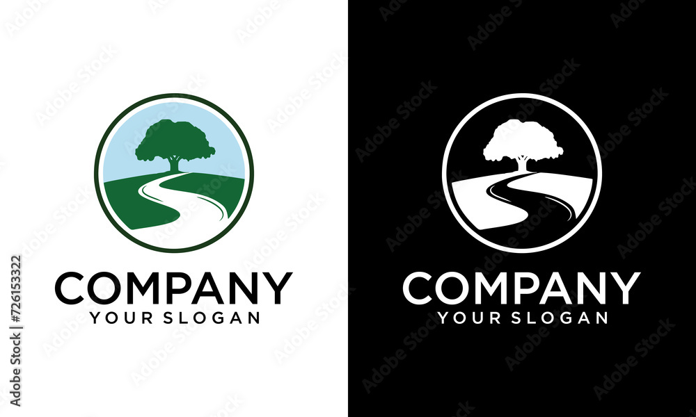 Creative olive tree logo designs with creeks or rivers symbol template ...