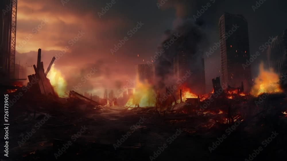 image showcasing the desolation of a city post. Destroyed City Digital ...