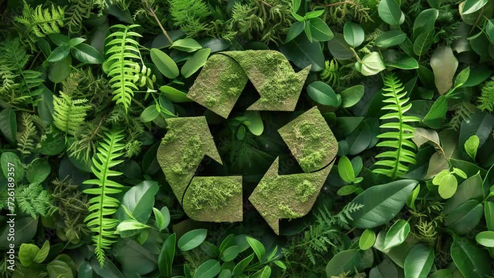 Recycle symbol made of leafy greenery. Conceptual video of recycling environmental protection ...
