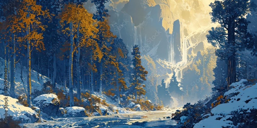 Photo & Art Print Print depicts a Nordic scene awash in a palette of ...