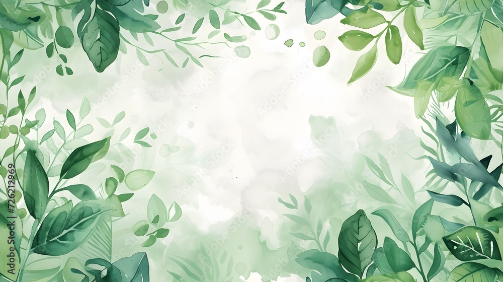nature watercolor background lush greenery and delicate foliage ...