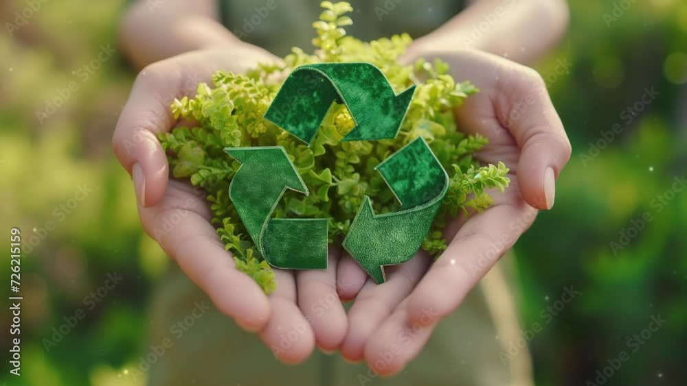 Recycle symbol made of leafy greenery. Conceptual recycling ...