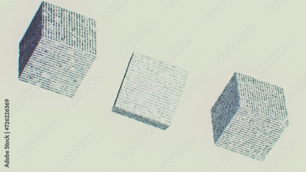 Three Cubes with Random Language Text on Them - 3D Seamless Loop ...