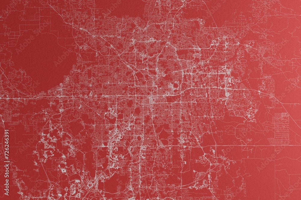 Map of the streets of Orlando (Florida, USA) made with white lines on ...