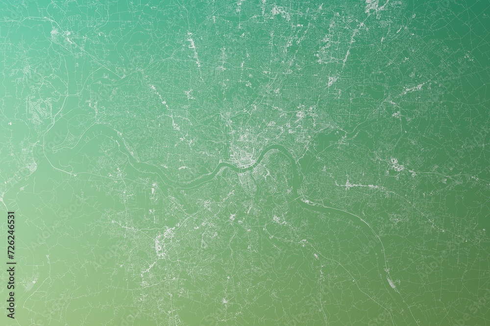 Map of the streets of Cincinnati (Ohio, USA) made with white lines on ...