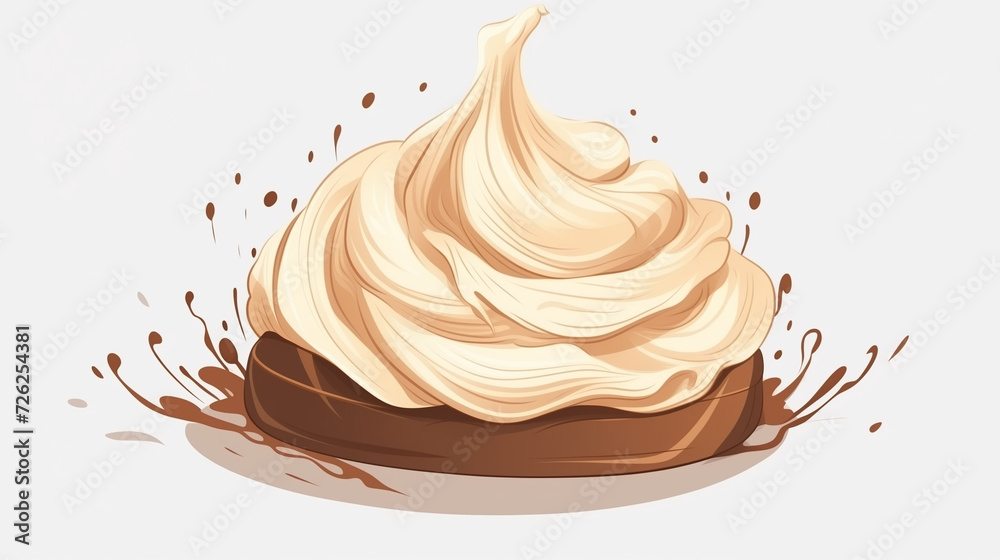 chocolate glaze to whipped cream water color, cartoon, hand drawing ...