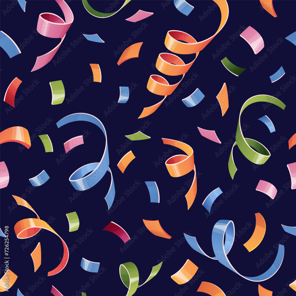 Seamless pattern with firecrackers, fireworks, confetti, serpentine ...