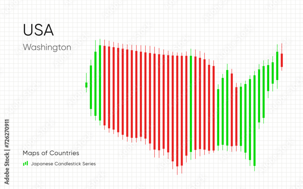 Vecteur Stock United States of America, USA map is shown in a chart ...