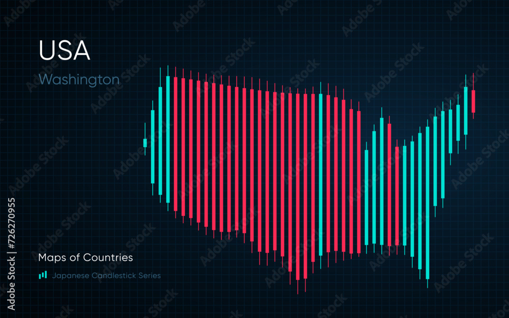 United States of America, USA map is shown in a chart with bars and ...