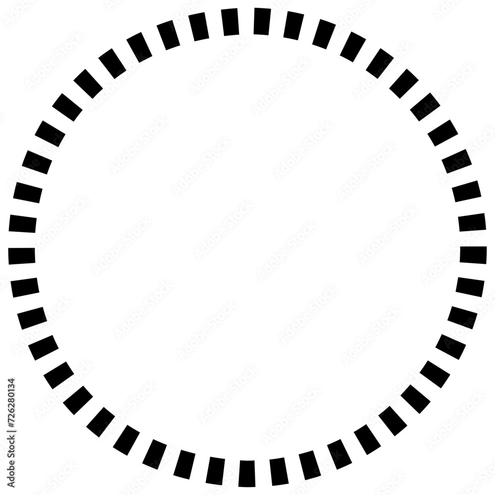 Rectangle and circle shape with solid and dotted line outline for ...