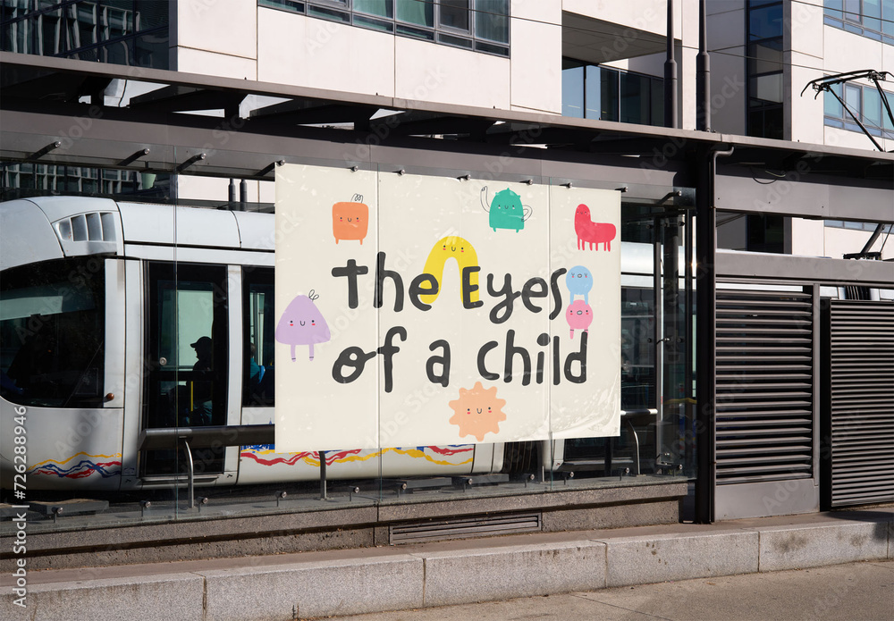 Mockup of customizable horizontal bus stop poster Stock Template ...