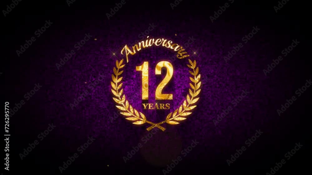 Luxury 12 years Anniversary Laurel Wreath Label Gold Texture Glitter ...