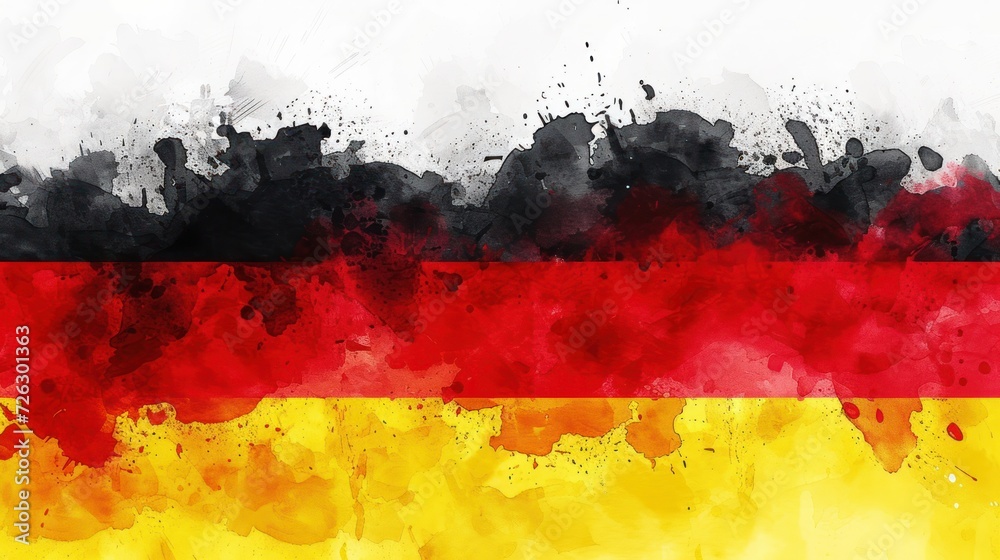 Abstract painted watercolor splashes flag of Germany Bundesflagge und ...