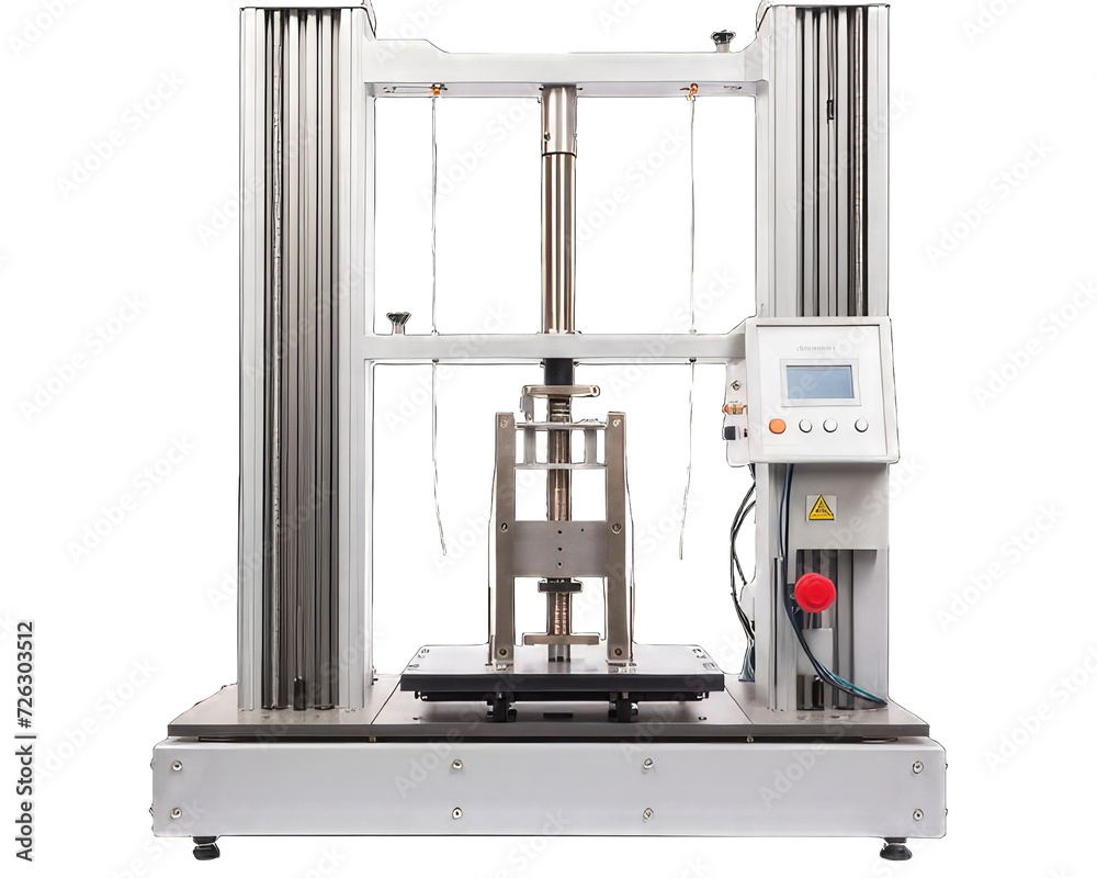 Engineer Tensile testing machine isolated on white background. Engineer ...