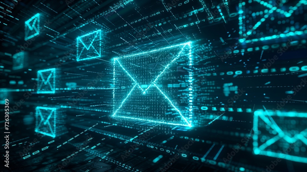 ภาพประกอบสต็อก Email Encryption An artistic representation of an email ...