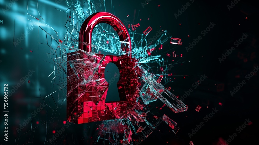 Ilustrace „Email Security Breach: A dramatic illustration of a broken ...