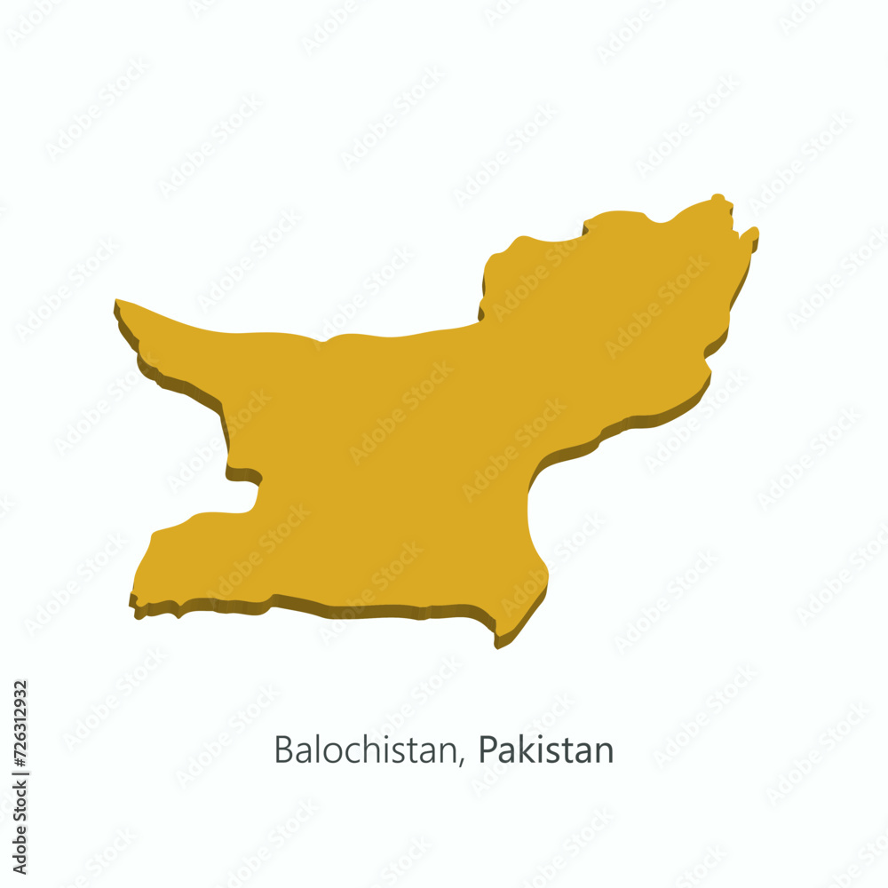 3d map of Balochistan, the westernmost province of Pakistan. Vector ...
