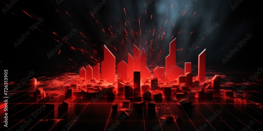 Abstract Stock Image Depicting A Fragmented Financial Chart With A ...