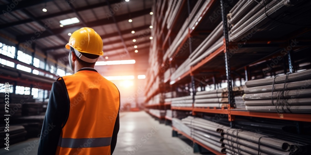 Foto de Warehouse Inventory Management With Engineer Conducting Quality ...